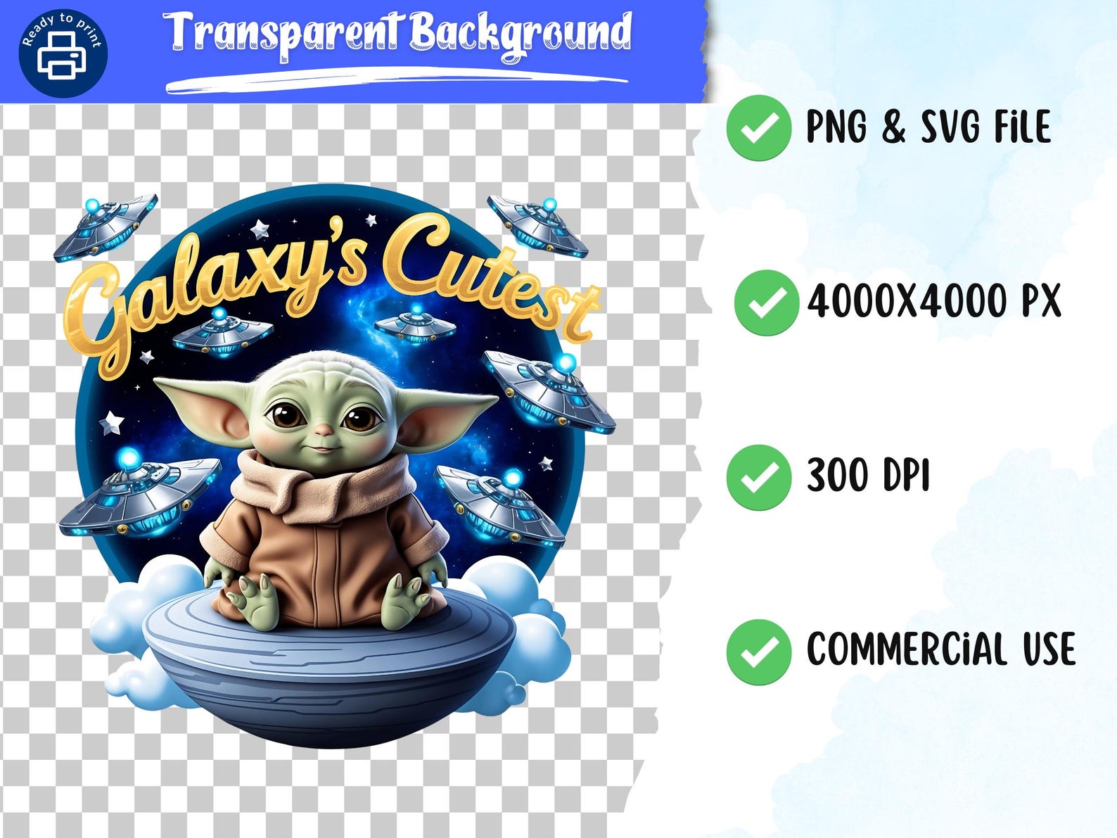 Clipart más lindo de Baby Yoda Galaxy – PNG y SVG, uso comercial ...
