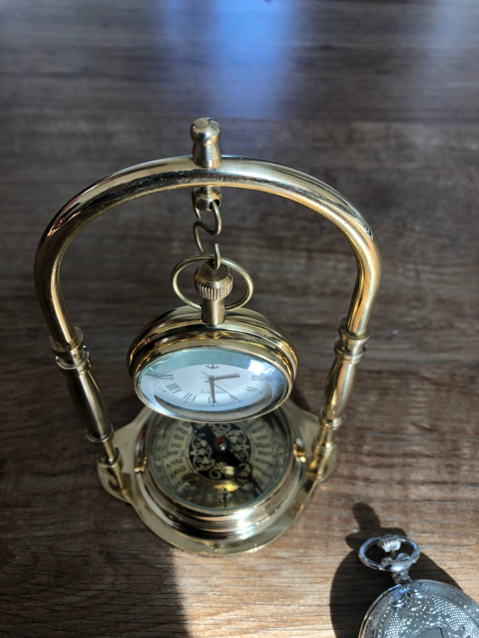 Vintage Type Solid Brass Polished Pocket Watch Display Stand Built in ...