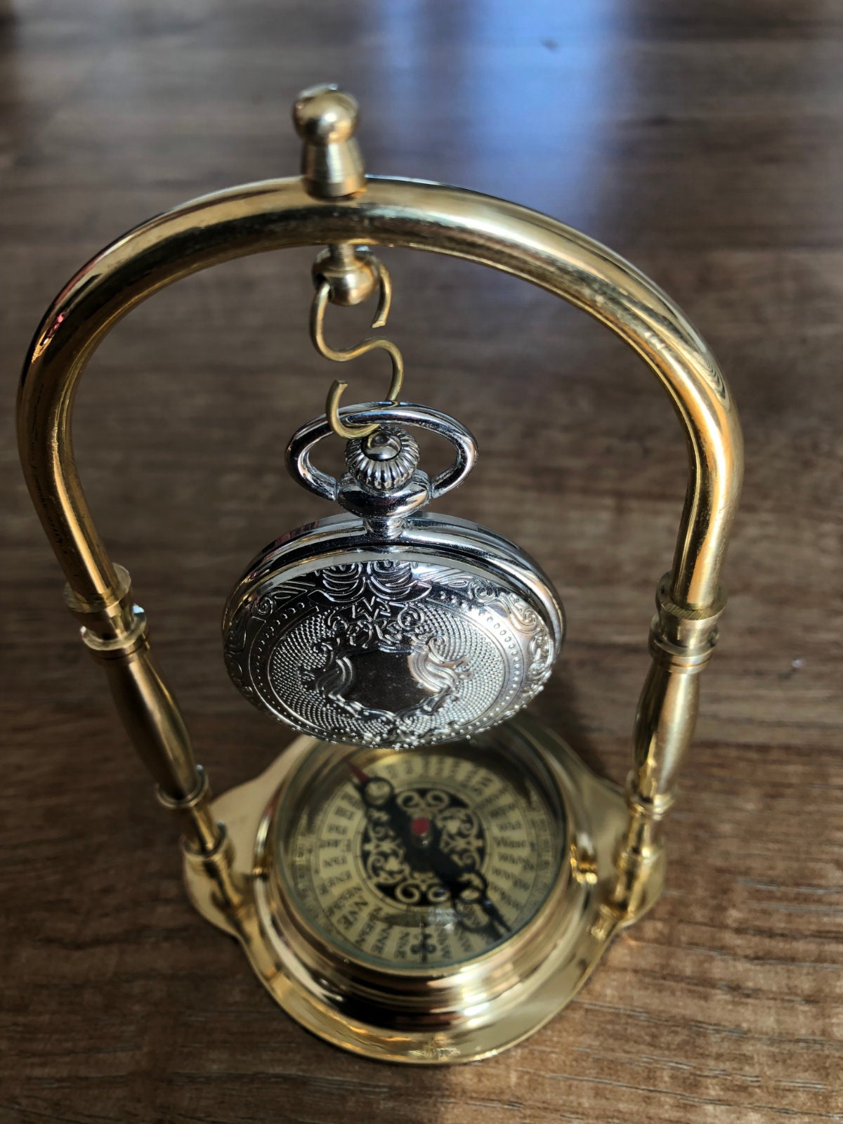 Vintage Type Solid Brass Polished Pocket Watch Display Stand Built in ...