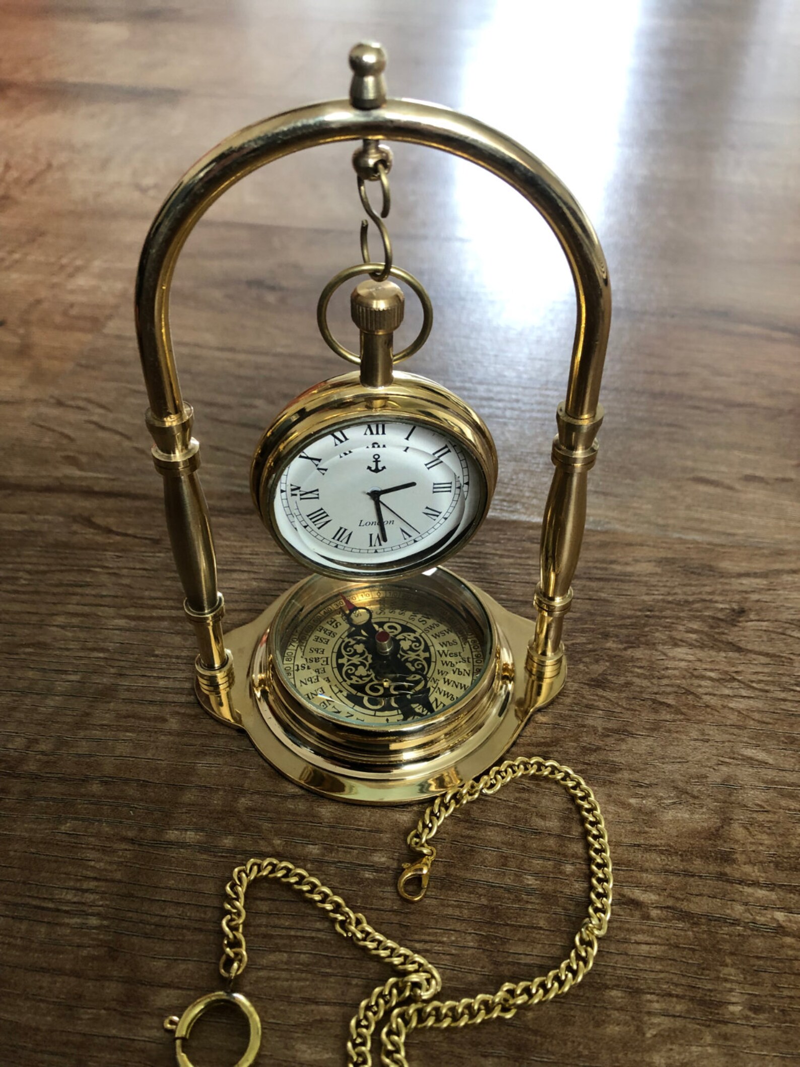 Vintage Type Solid Brass Polished Pocket Watch Display Stand Built in ...