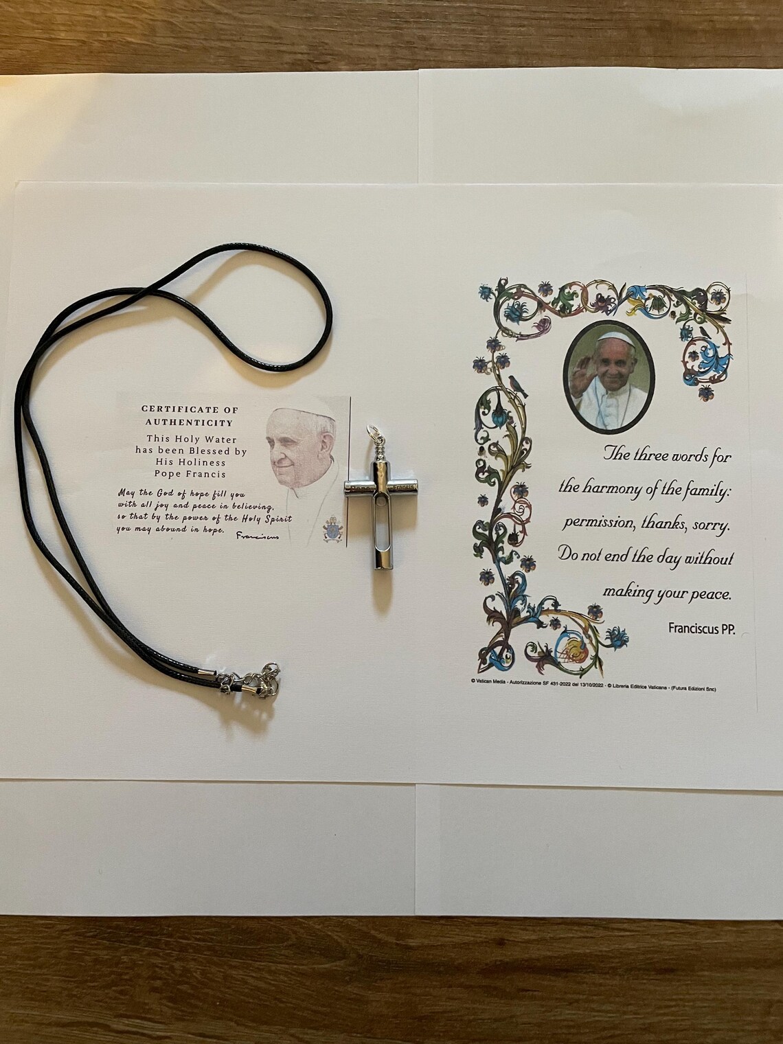 Blessed Holy Water From in Saint Peter by Pope Francis Name on Cross ...
