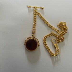 Vintage Type Single Albert Gold Plated Pocket Watch Chain Spinning Fob ...