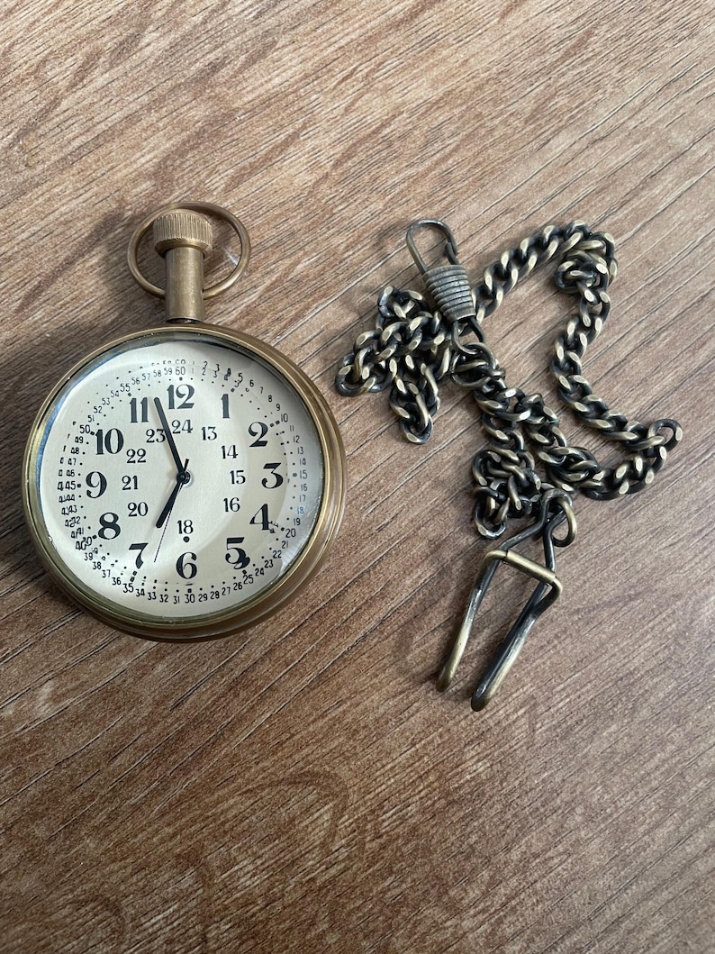 Vintage Type Solid Antique Brass Pocket Watch Bronze Chain Clasp - Etsy
