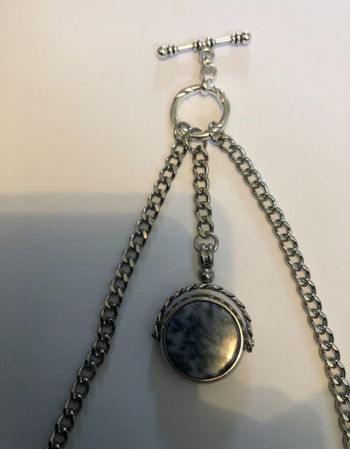Hand Made Vintage Type Double Albert Silver Plated Pocket Watch Chain ...