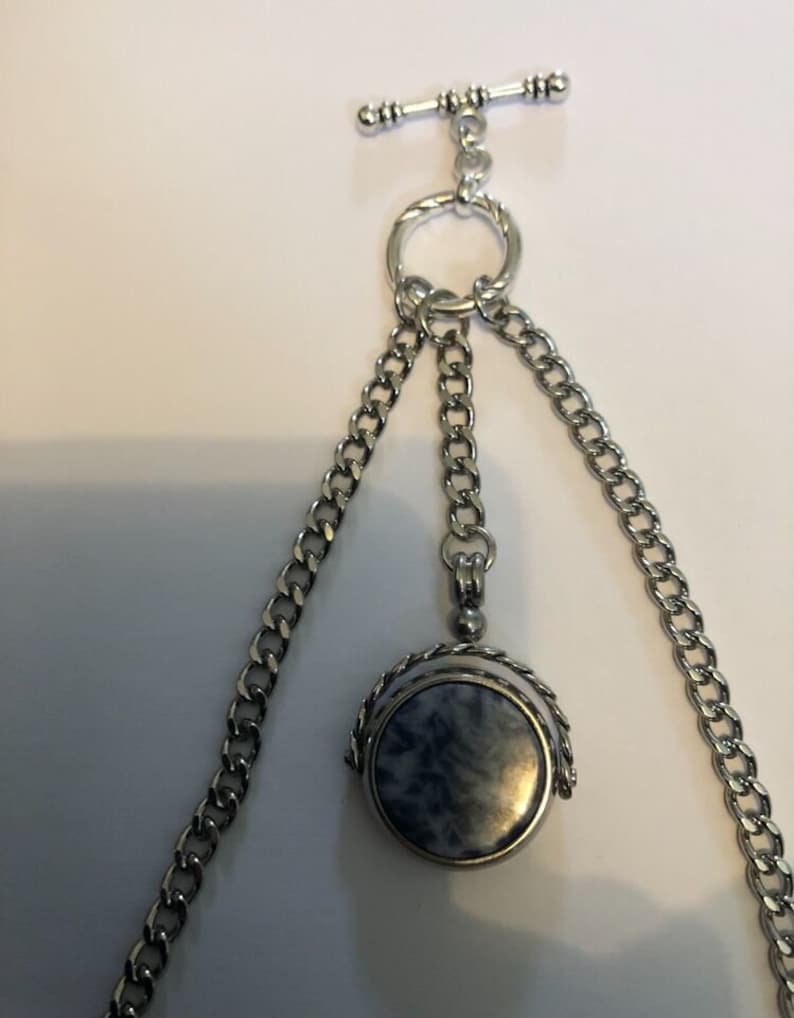Hand Made Vintage Type Double Albert Silver Plated Pocket Watch Chain ...