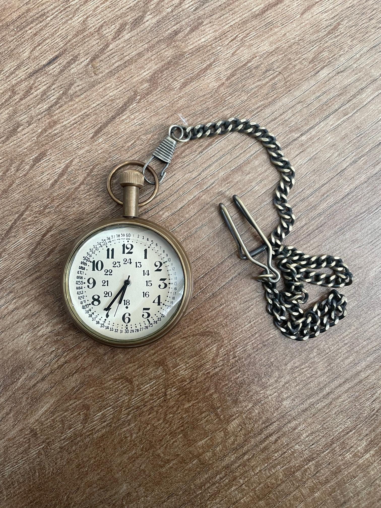 Vintage Type Solid Antique Brass Pocket Watch Bronze Chain Clasp - Etsy