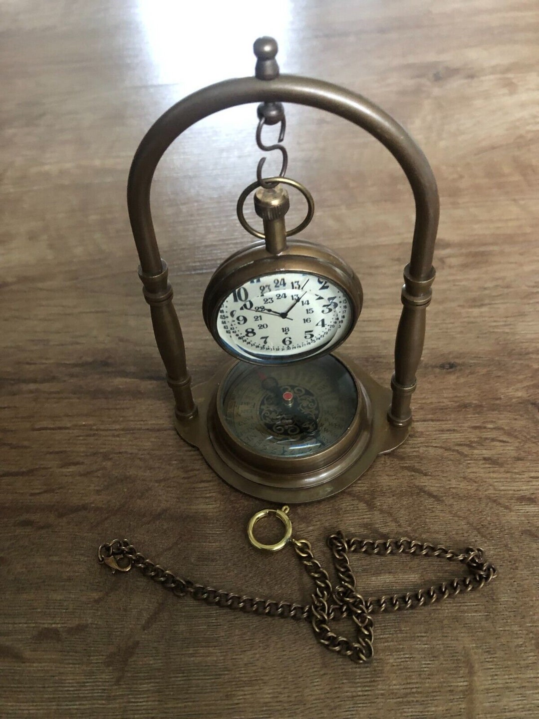 Vintage Type Solid Antique Brass Pocket Watch Display Stand Compass - Etsy