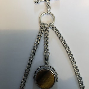 Hand Made Vintage Type Double Albert Silver Plated Pocket Watch Chain ...