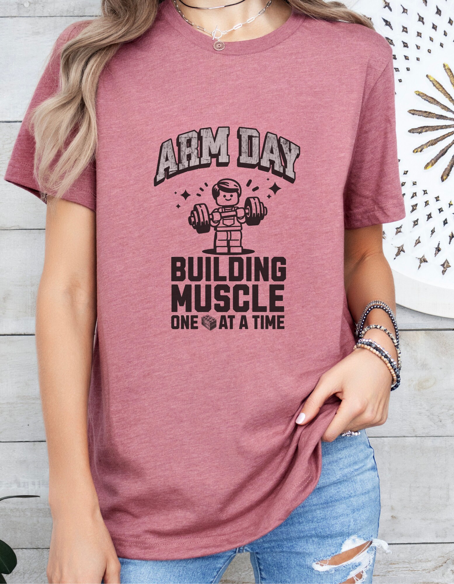 Arm Day Building Muscle One Brick at A Time, Blocks Bricks Shirt ...
