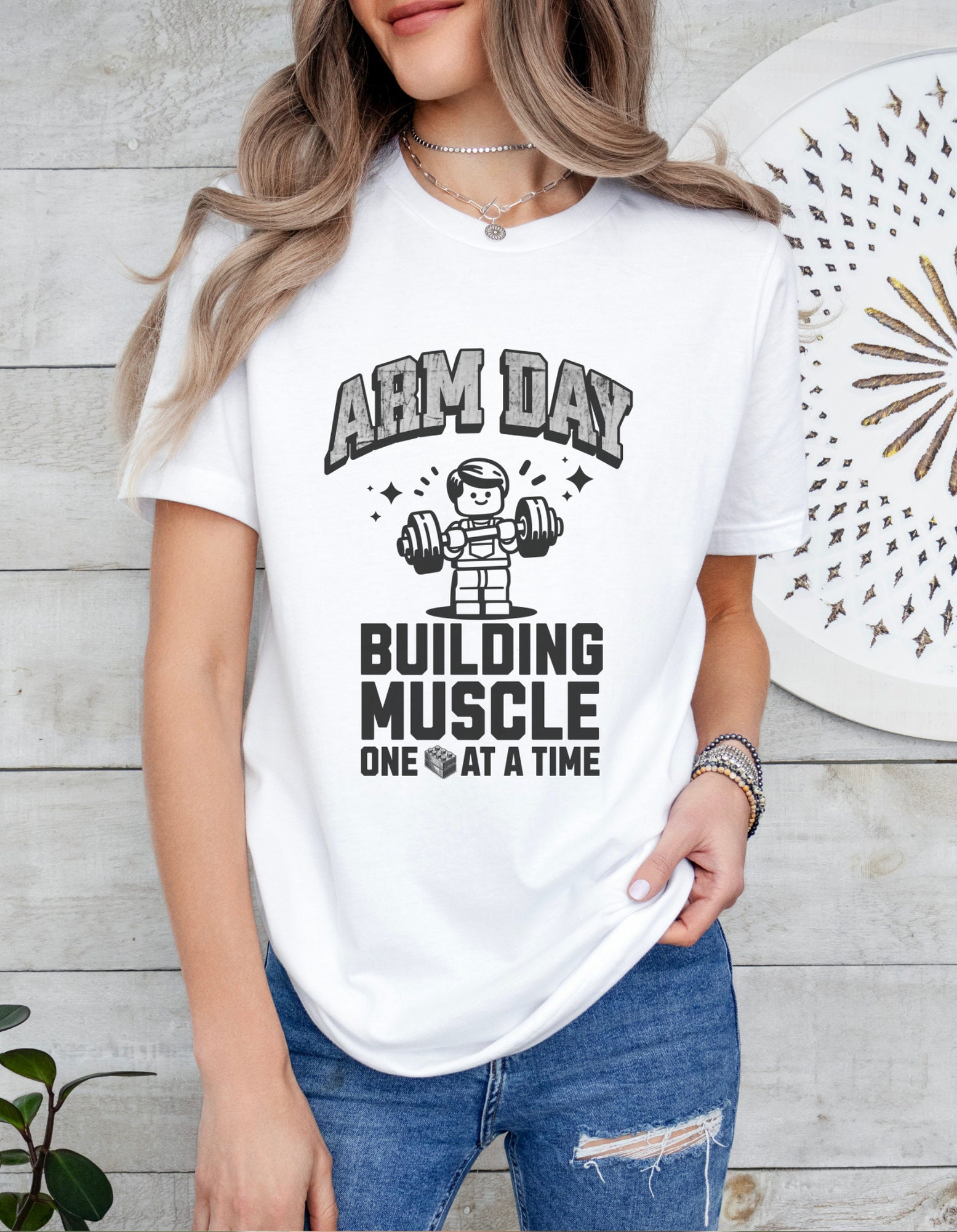 Arm Day Building Muscle One Brick at A Time, Blocks Bricks Shirt ...