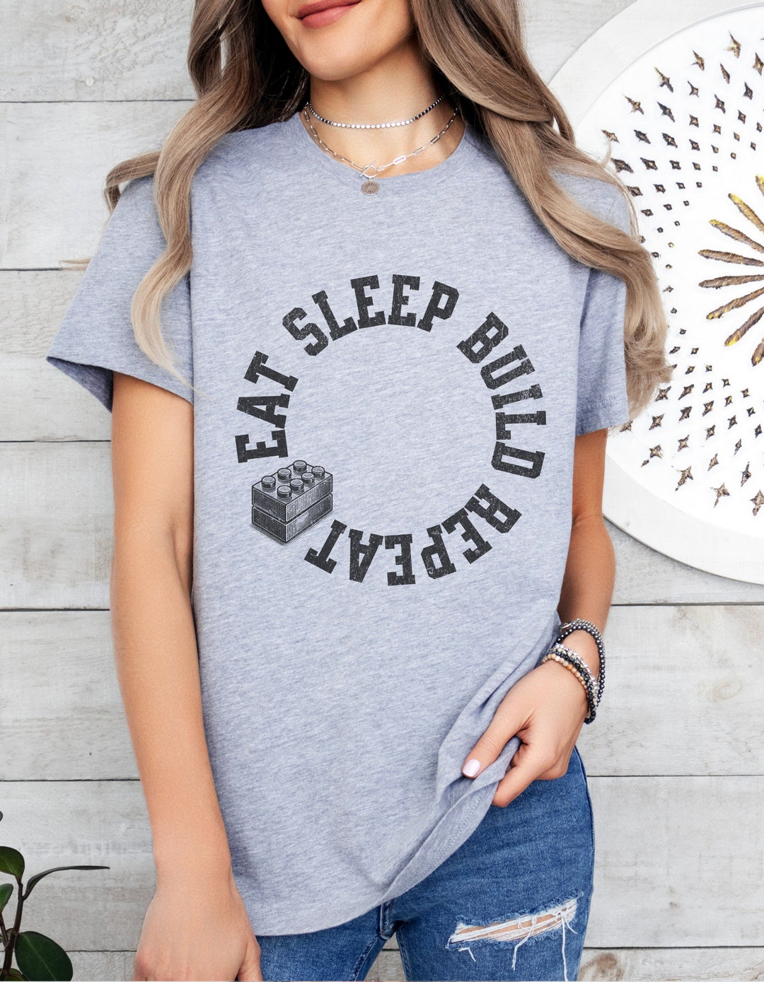 Eat Sleep Build Repeat Shirt: Building Blocks Graphic Tee - Etsy UK