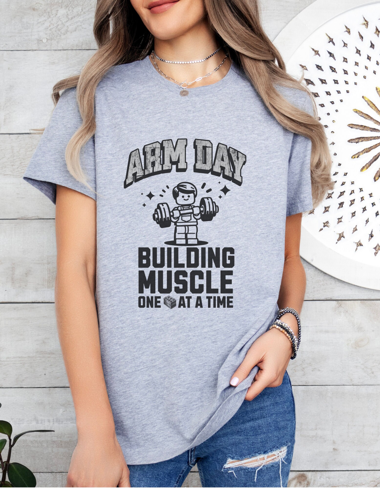 Arm Day Building Muscle One Brick at A Time, Blocks Bricks Shirt ...