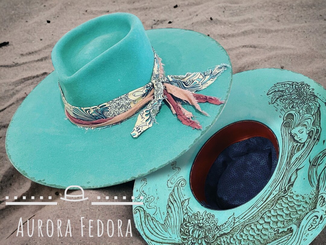 Salty Siren Hand Made Hat Turquoise With Mermaid Hat Tattoo - Etsy