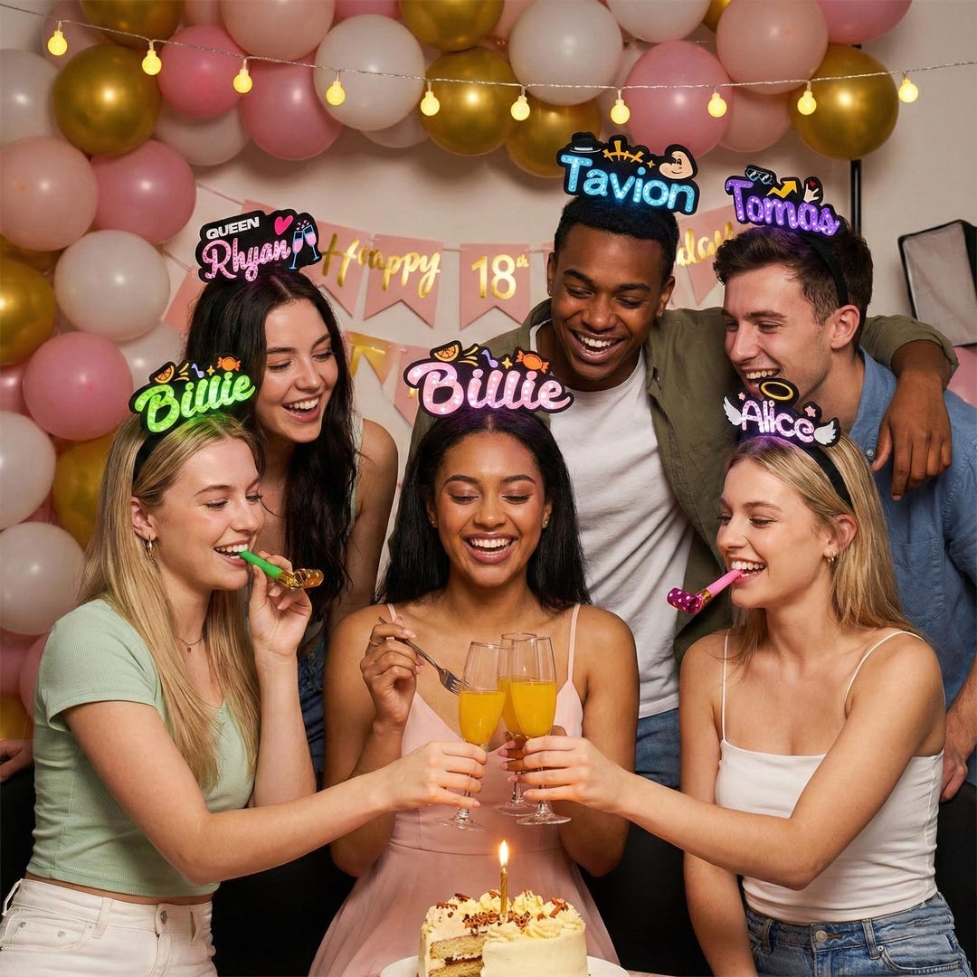 Custom LED Illuminated Headbands - Personalized Name Illuminated Party ...