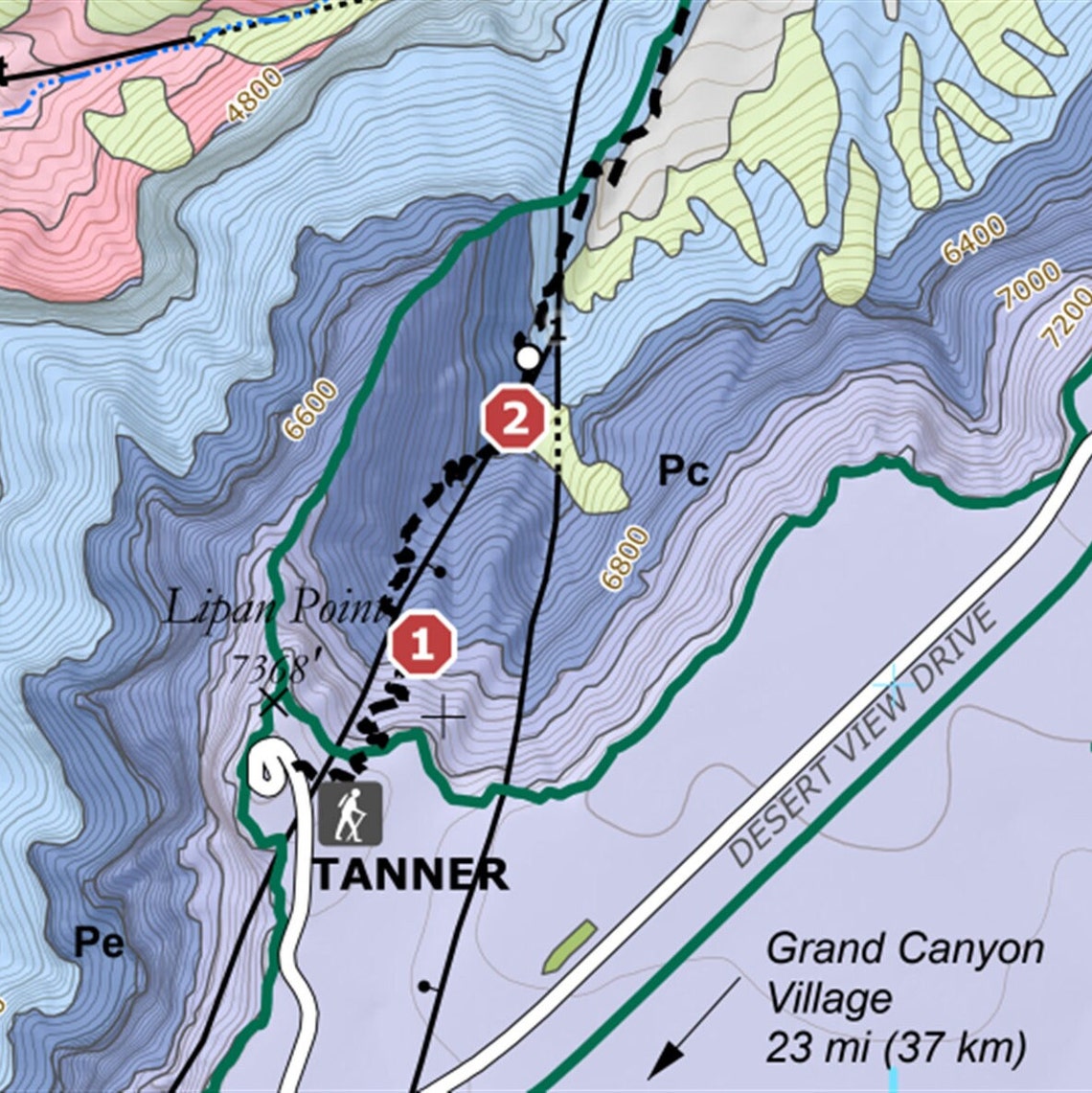 Geologic Trail Map / Grand Canyon / Geology Guide / Map / - Etsy