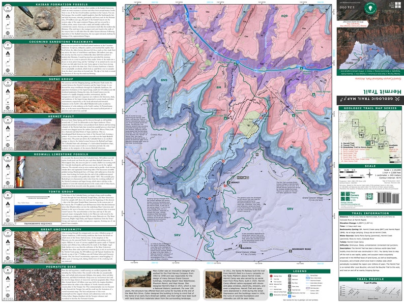 Geologic Trail Map / Grand Canyon / Geology Guide / Map / Hiking Map ...