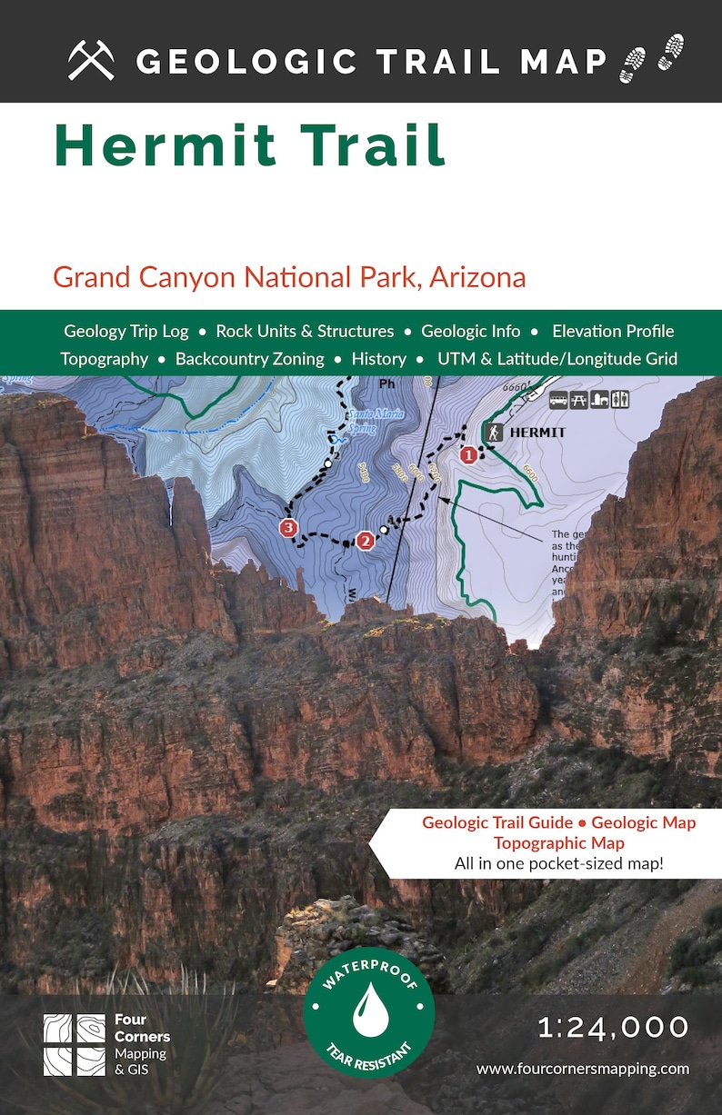 Geologic Trail Map / Grand Canyon / Geology Guide / Map / Hiking Map ...