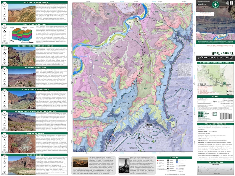 Geologic Trail Map / Grand Canyon / Geology Guide / Map / Hiking Map ...