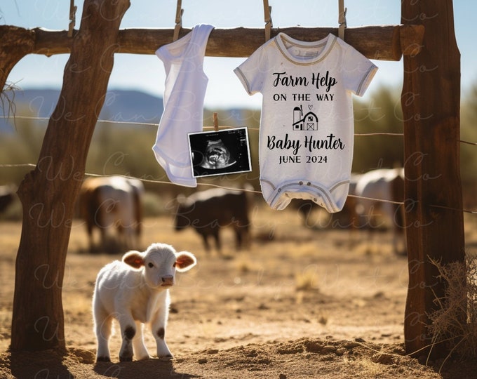 Farm Help on the Way Pregnancy Announcement, Editable Digital Ranch ...