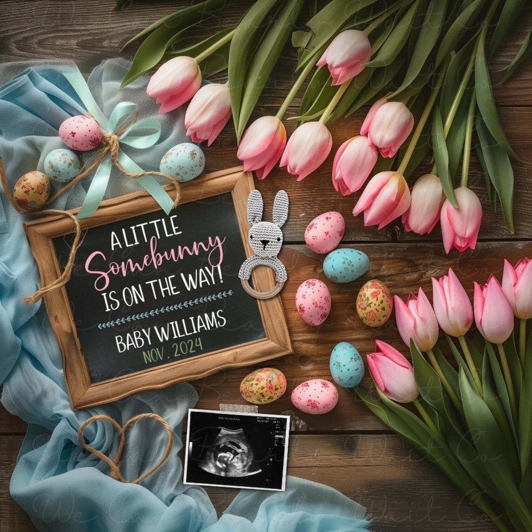 Cute Easter Pregnancy Announcement Digital, Little Somebunny Easter ...