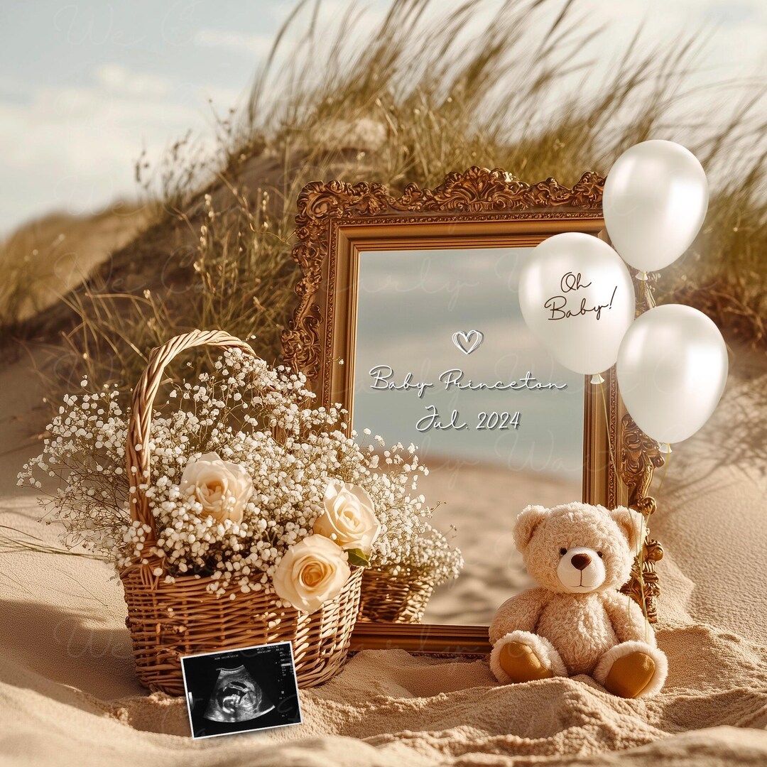 Aesthetic Mirror Baby Announcement Digital, Simple Minimalist Pregnancy ...