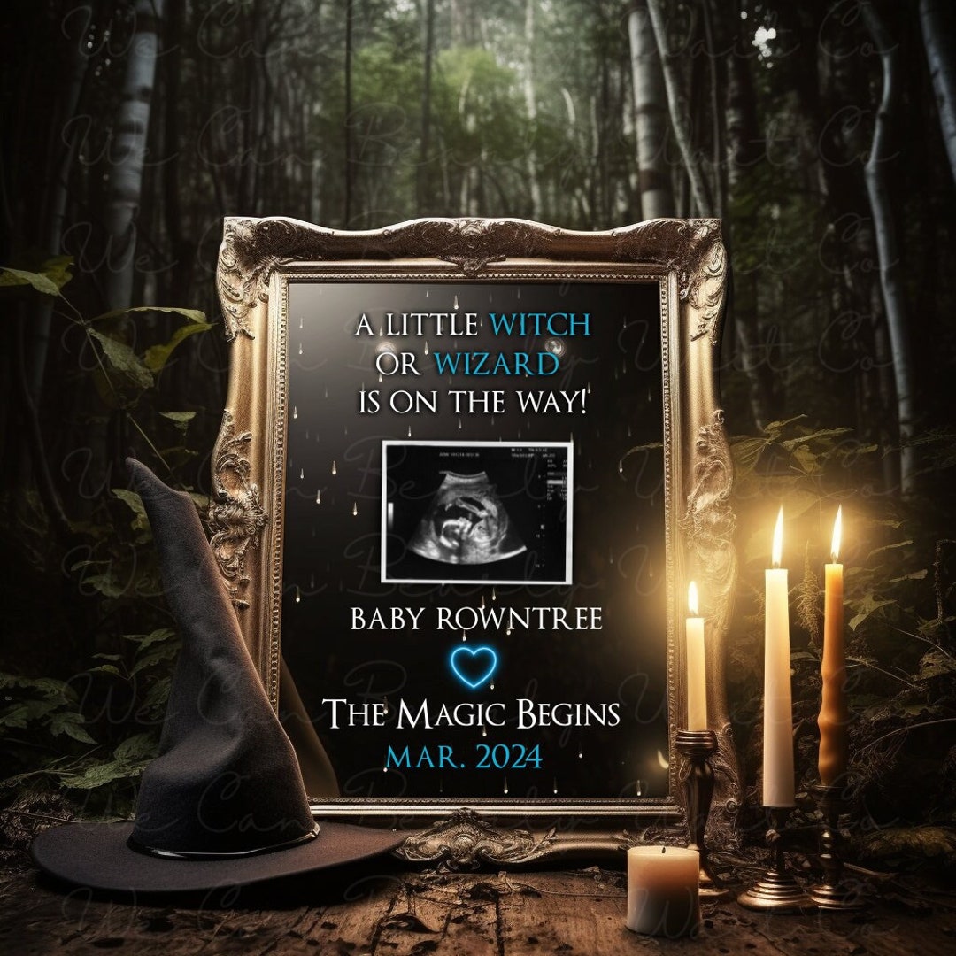 Wizard Pregnancy Announcement Digital, Witch or Wizard on the Way Baby ...