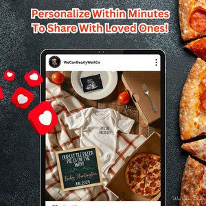 Pizza Pregnancy Announcement Digital, Little Pizza Pie Baby ...