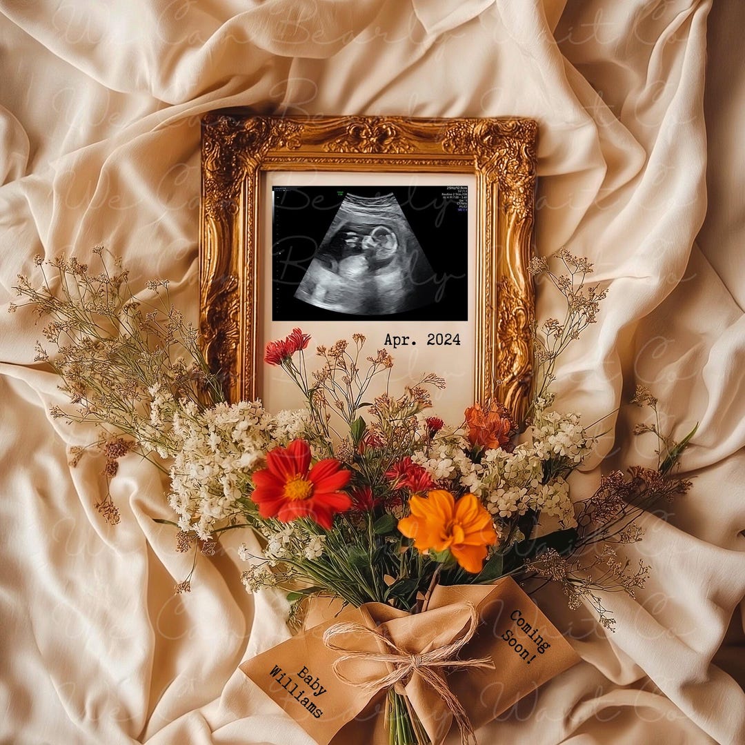 Floral Wildflowers Pregnancy Announcement, Vintage Baby Announcement ...