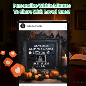 Halloween Pregnancy Announcement | Editable Digital Baby Announcement ...