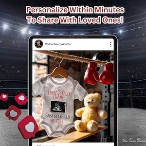 Boxing Baby Announcement Digital, Cute Gym Pregnancy Announcement ...