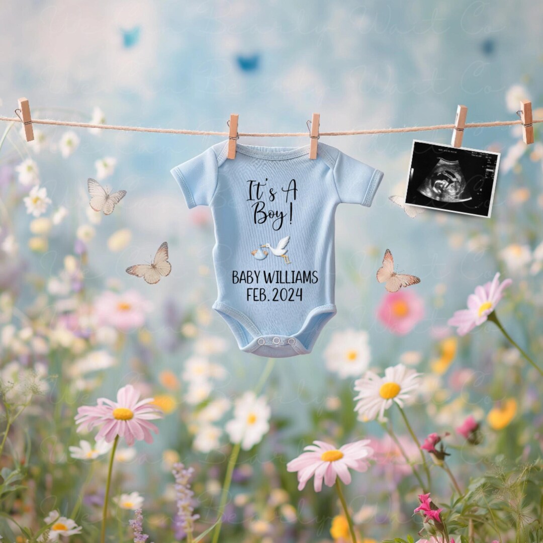 Spring Baby Announcement Digital, Spring Baby Boy Announcement, Its A ...