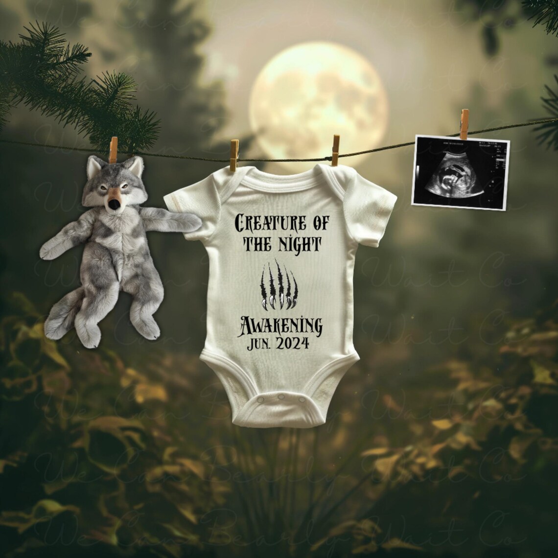Werewolf Halloween Pregnancy Announcement Digital, Fall Baby ...