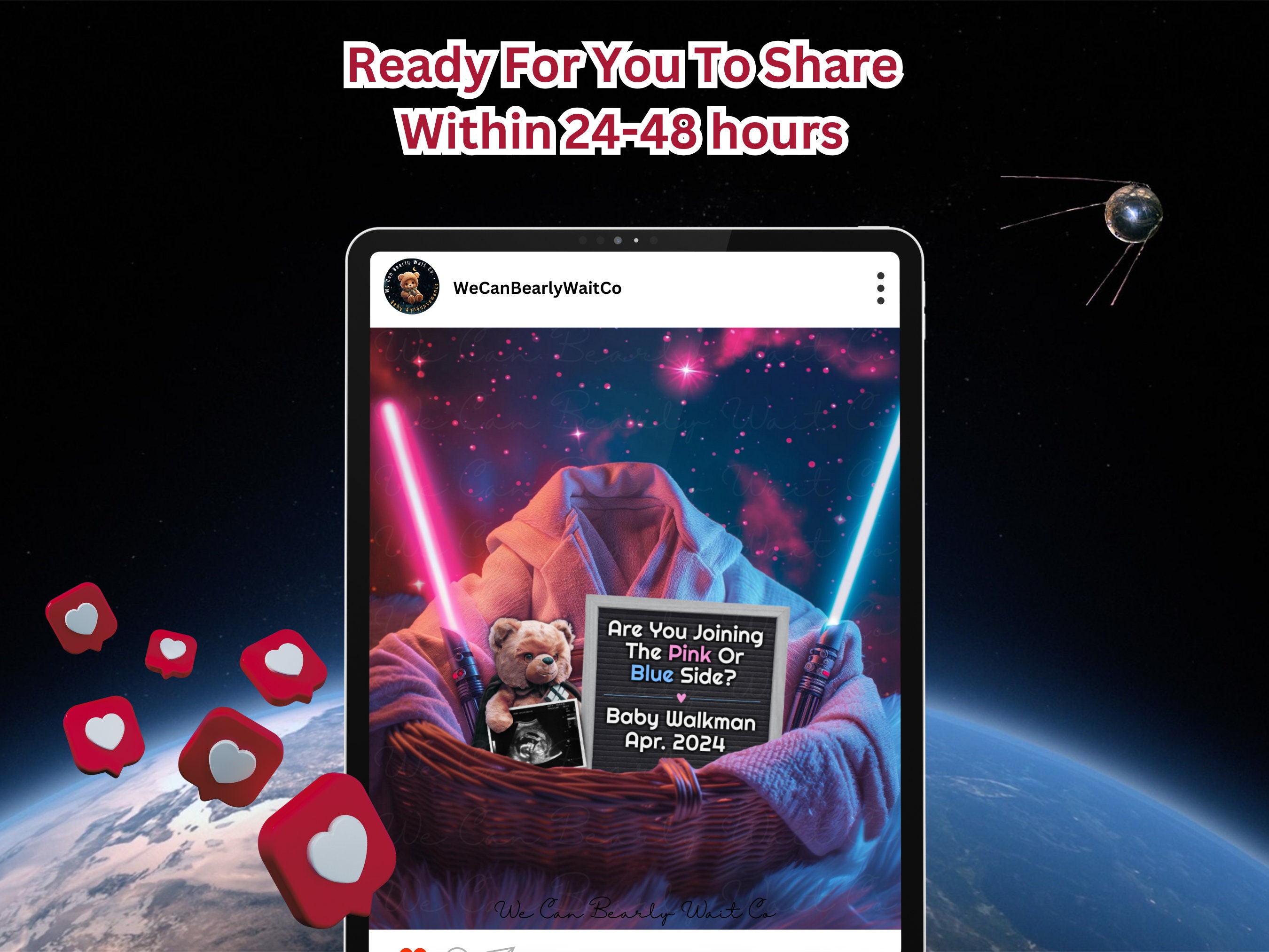 Sci-fi Wars Baby Announcement Digital, Star Force Boy or Girl Pregnancy ...
