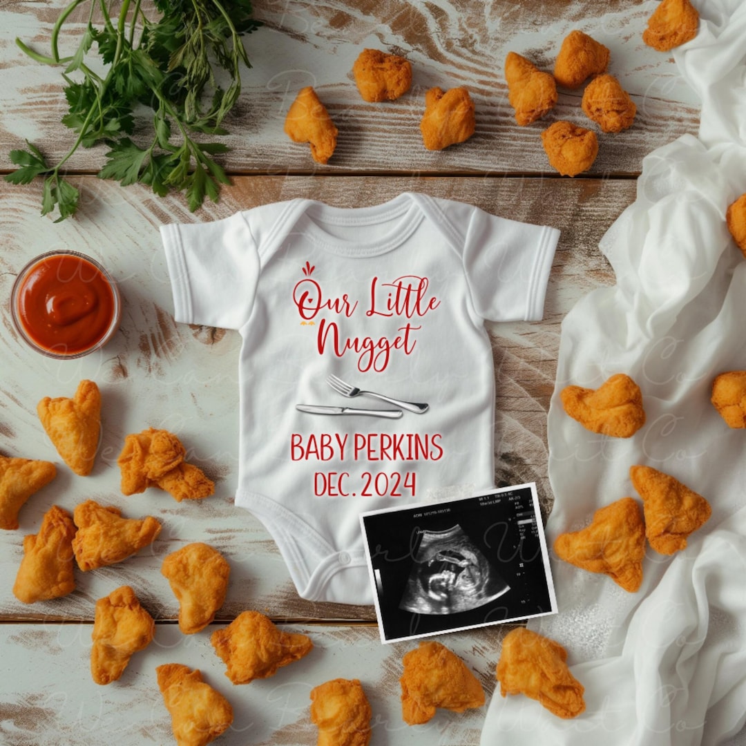 Chicken Nugget Pregnancy Announcement Digital, Food Baby Announcement ...