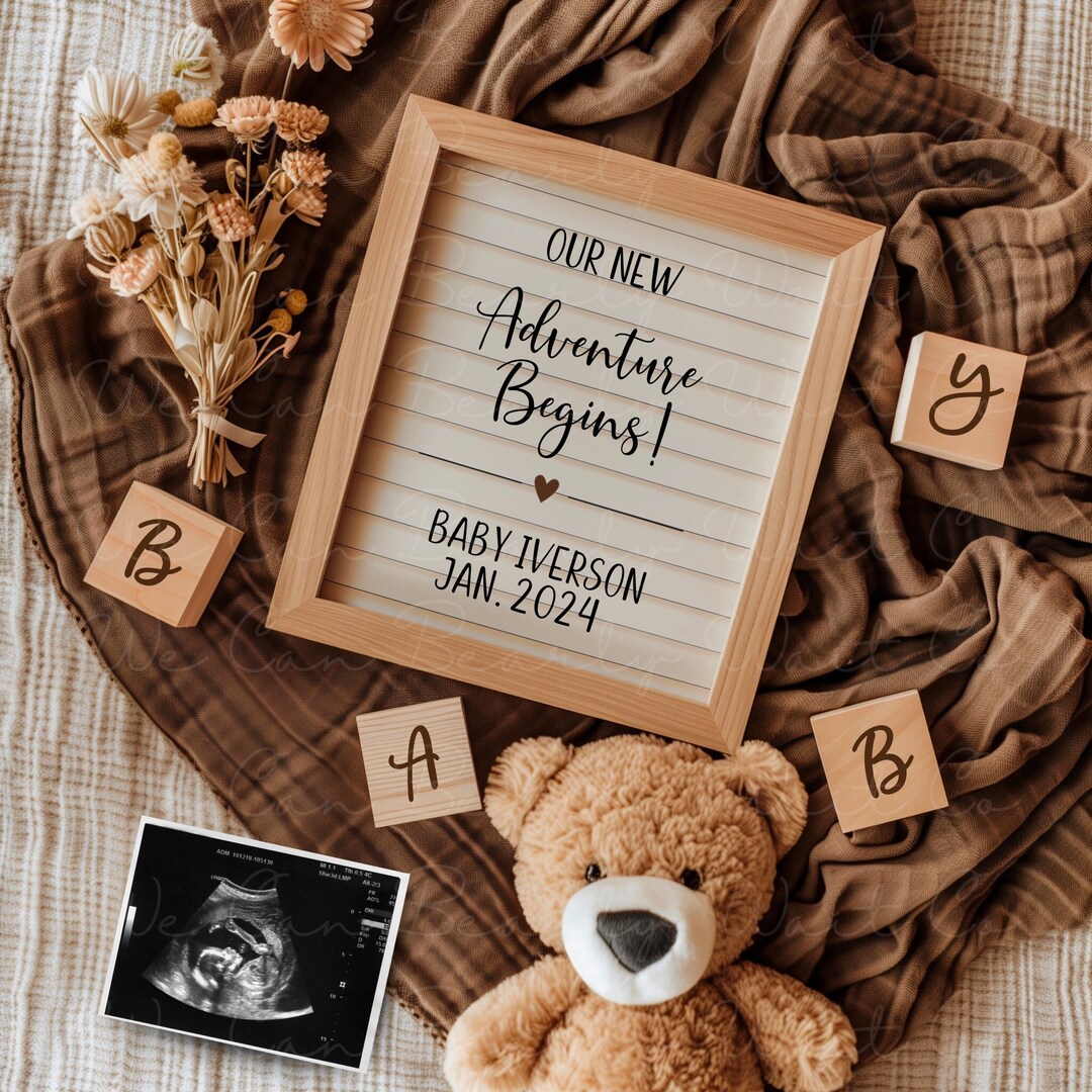 Cute Neutral Pregnancy Announcement, Teddy Bear Baby Announcement ...