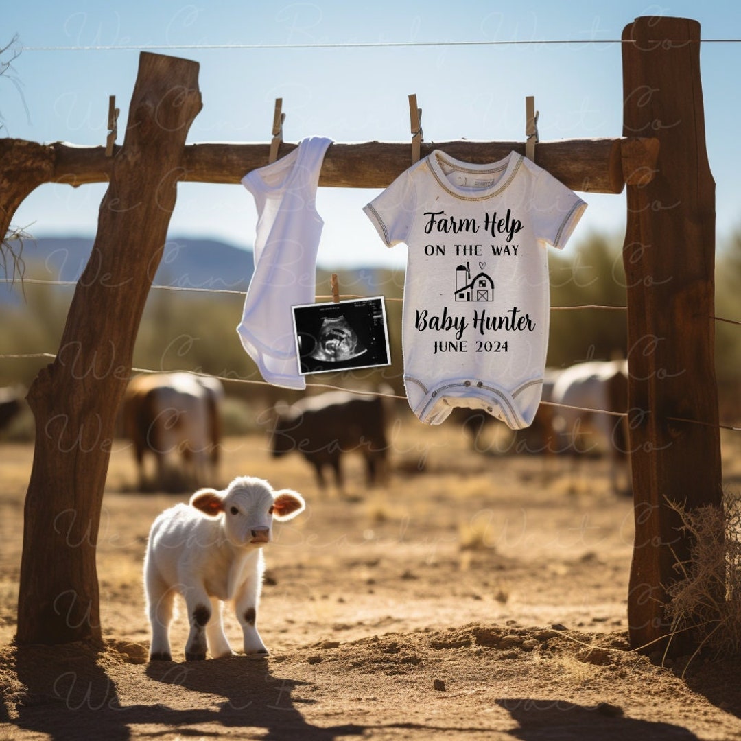 Farm Help on the Way Pregnancy Announcement, Editable Digital Ranch ...