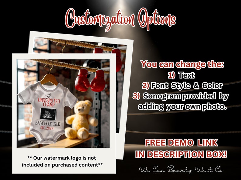 Boxing Baby Announcement Digital, Cute Gym Pregnancy Announcement ...