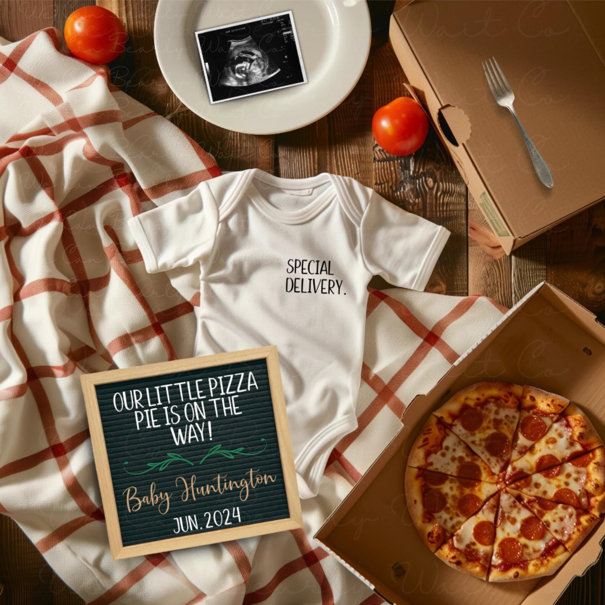 Pizza Pregnancy Announcement Digital, Little Pizza Pie Baby ...