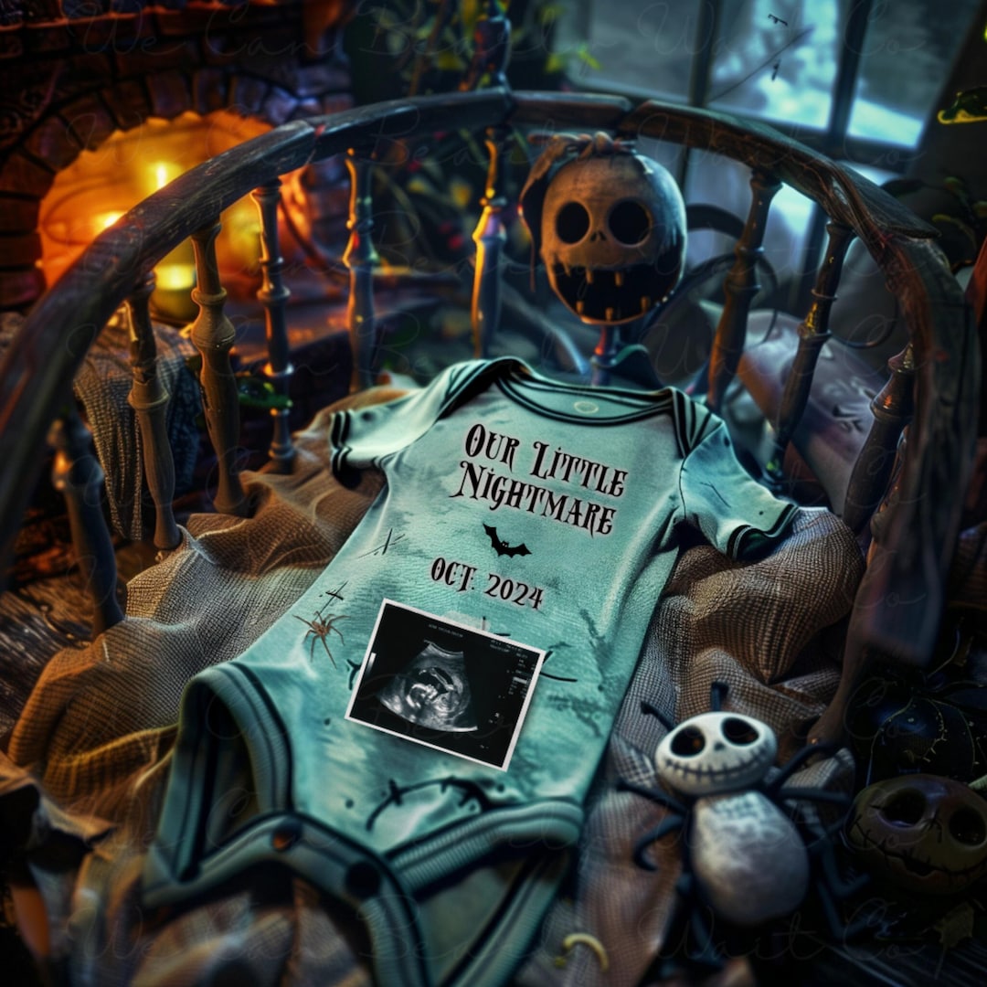 Little Nightmare Baby Announcement, Halloween Pregnancy Announcement ...
