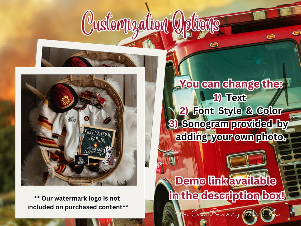 Firefighter Baby Announcement Digital, Firefighter in Training ...