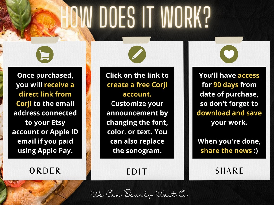 Pizza Pregnancy Announcement Digital, Little Pizza Pie Baby ...