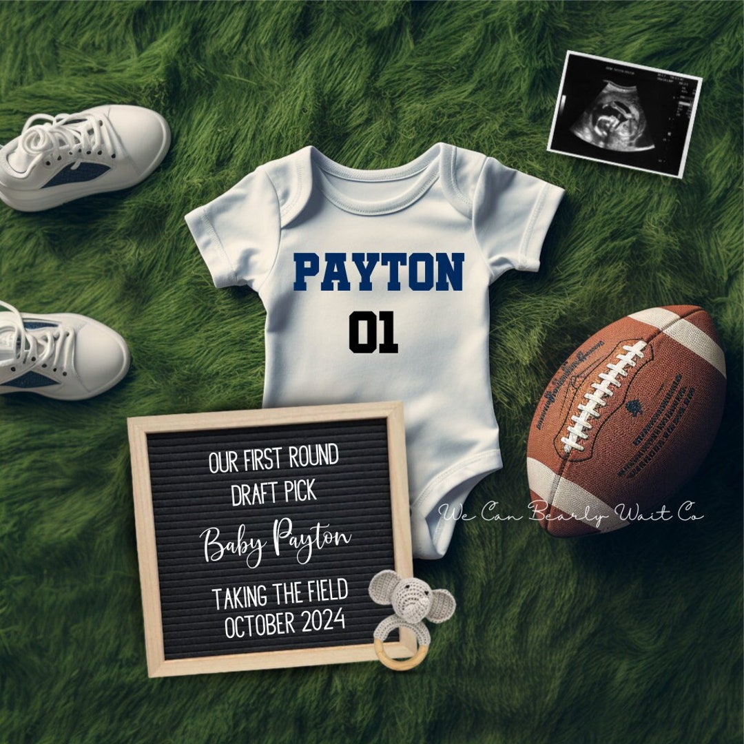 First Draft Pick Football Pregnancy Announcement, Editable Digital ...