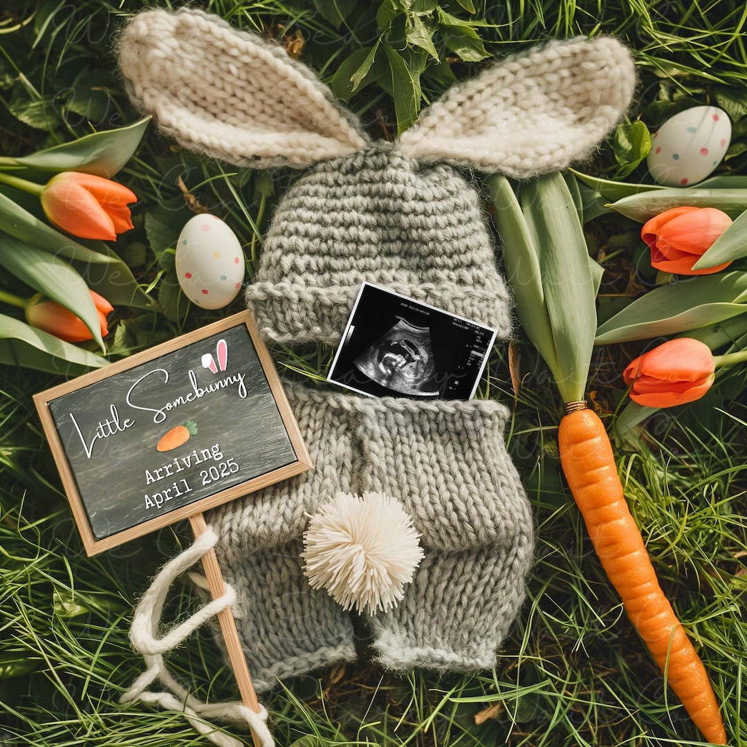 Cute Easter Pregnancy Announcement, Spring Baby Announcement Digital ...