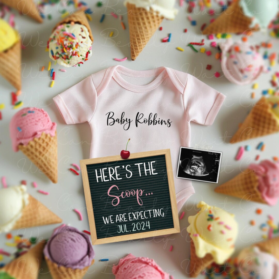 Here's the Scoop Ice Cream Pregnancy Announcement Digital, Ice Cream ...