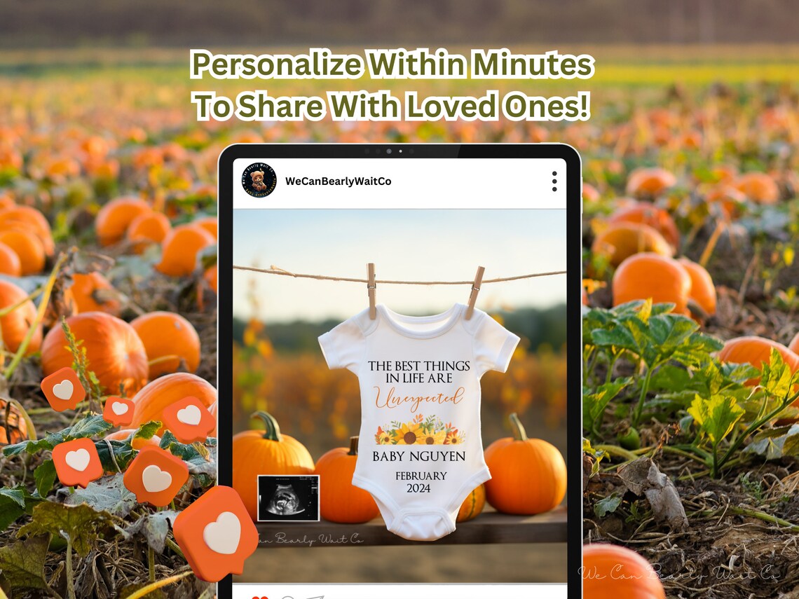 Fall Pumpkin Patch Pregnancy Announcement, Editable Digital Fall ...