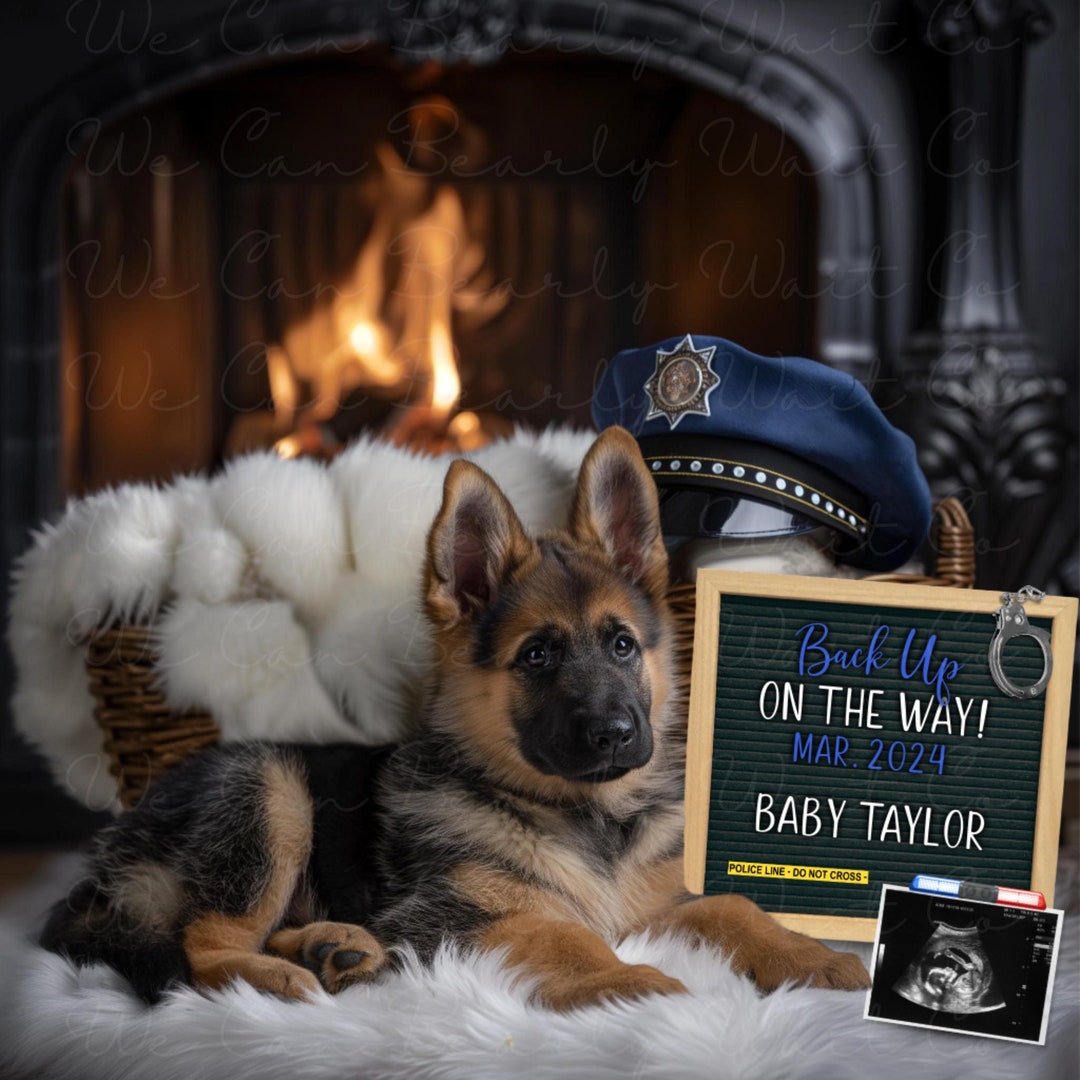 Cute Police Pregnancy Announcement Digital, Thin Blue Line Baby ...