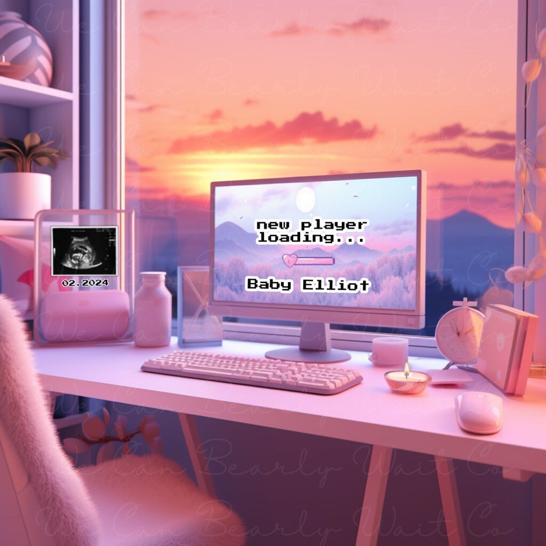 Video Game Pregnancy Announcement Digital, Girly Video Gamer Baby ...