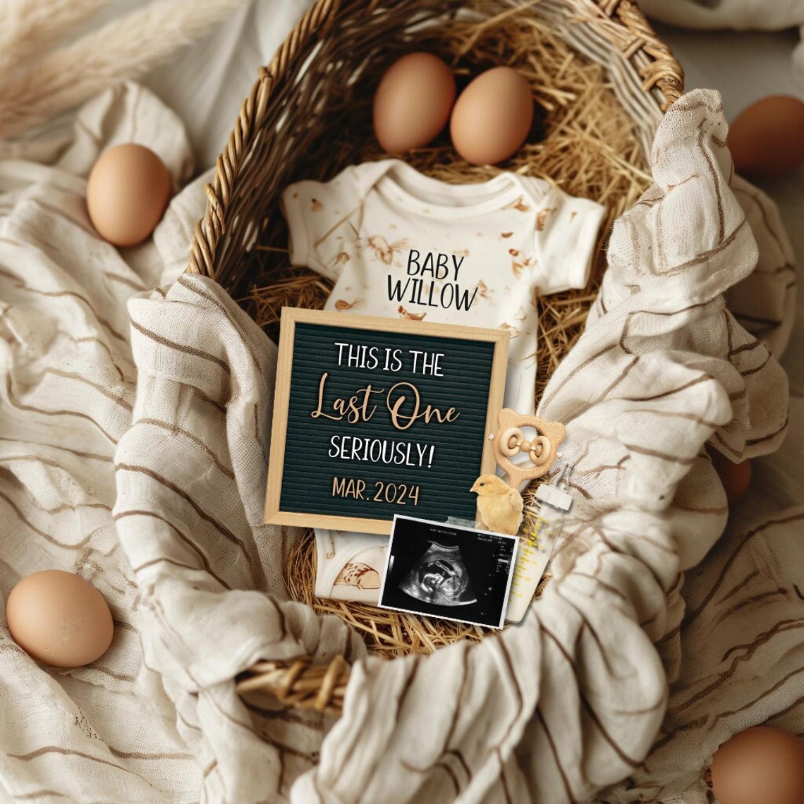 Last Baby Announcement Digital, Boho Farm Pregnancy Announcement ...