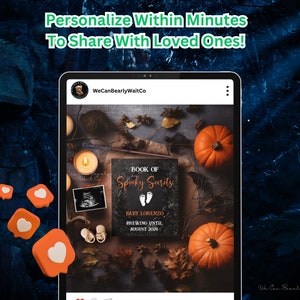 Digital Halloween Pregnancy Announcement, Editable Halloween Baby ...