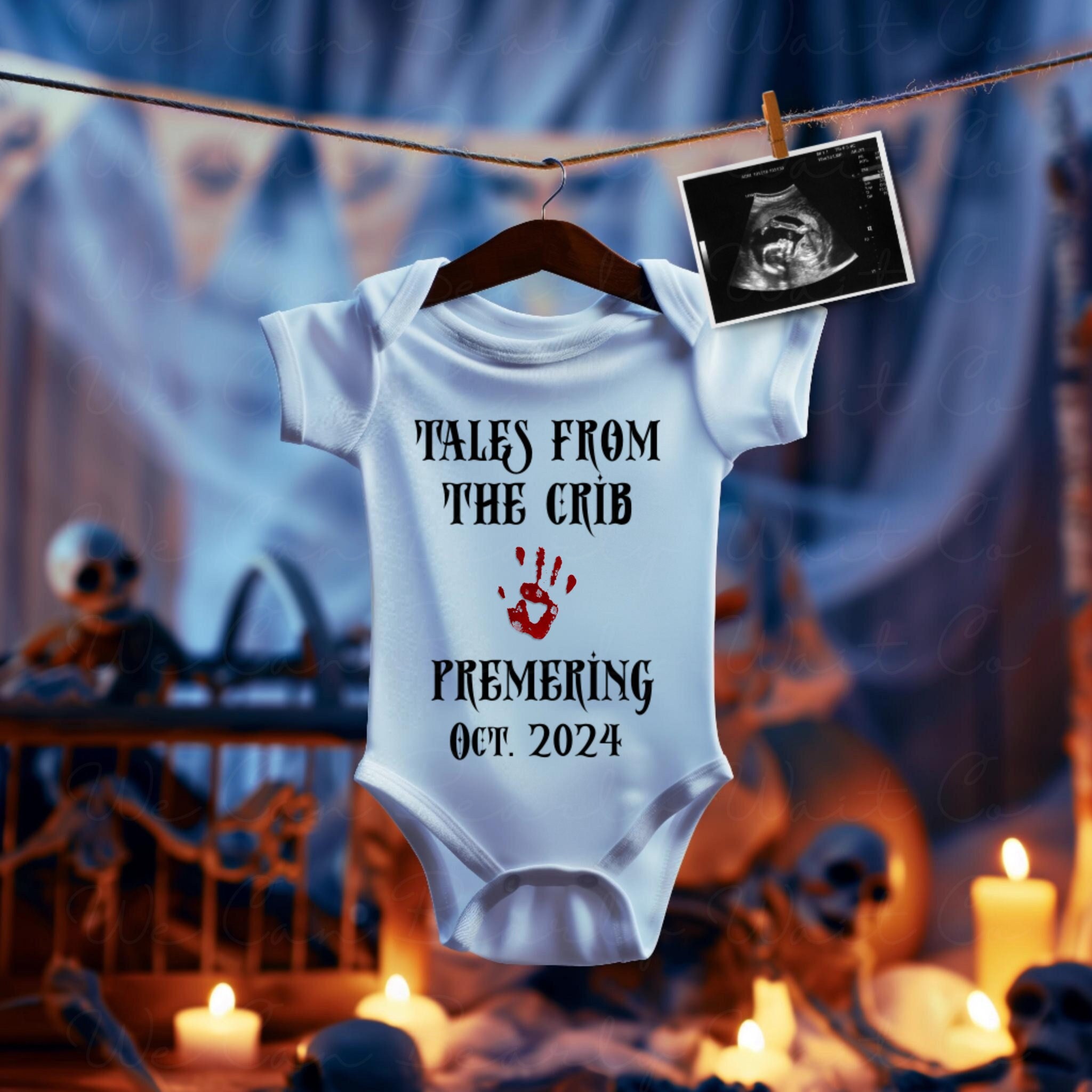 Horror Halloween Pregnancy Announcement Digital, Spooky Fall Baby ...